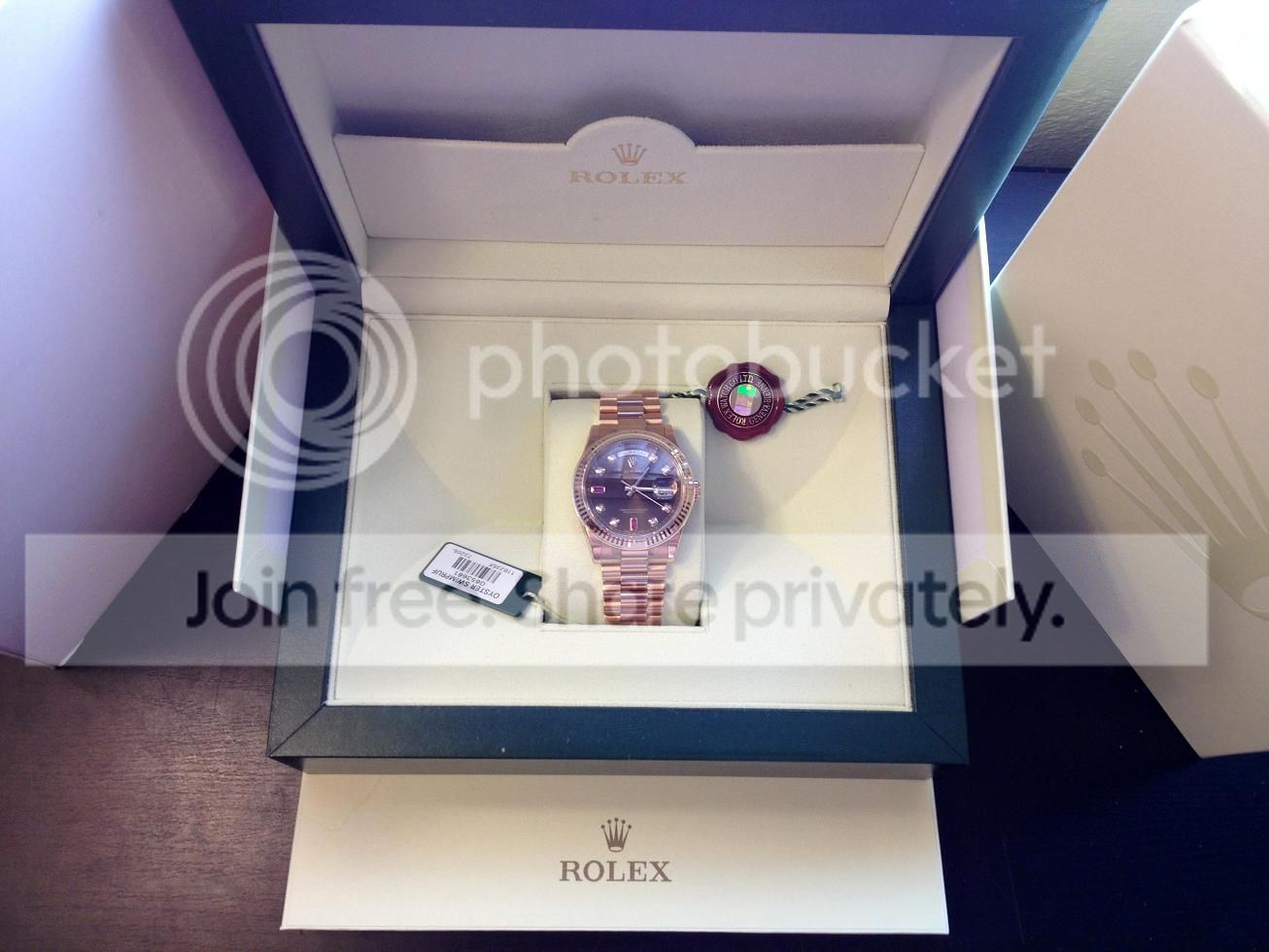 FS: Rolex Rose Gold President w Ruby & Diamond Chocolate dial - Rolex ...